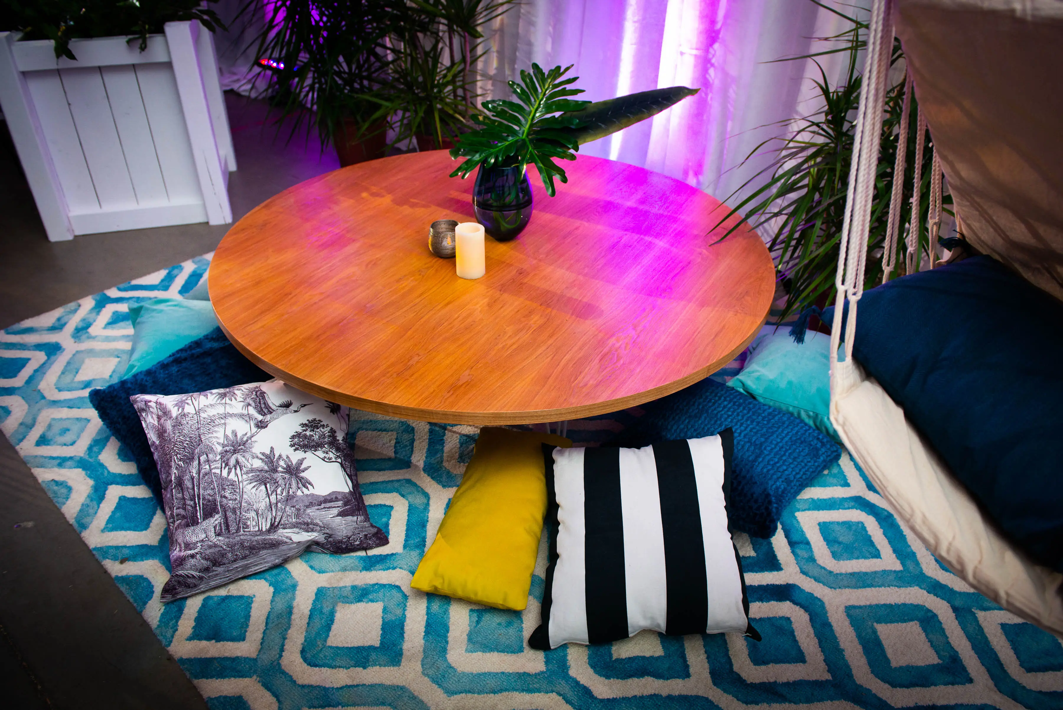 Oslo - Table à café ronde - 36'' D x 16'' H - Blanc & Bois naturel | DX